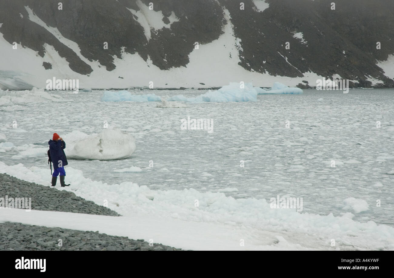 Tourist at Argentinian Orcadas Base at Orkney Antarctica Stock Photo ...
