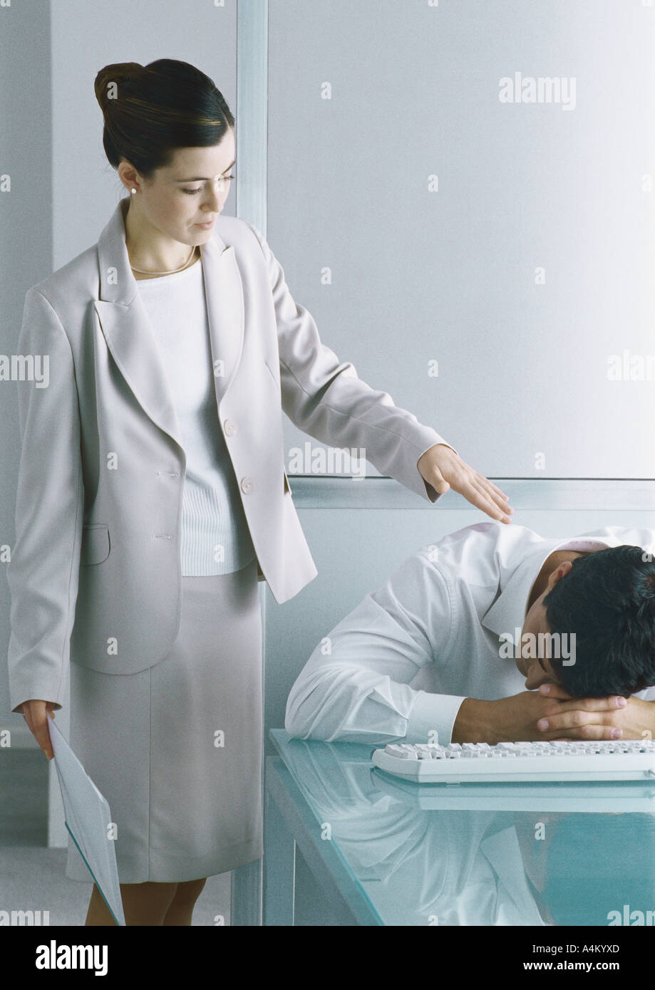 Woman slumped table hi-res stock photography and images - Alamy