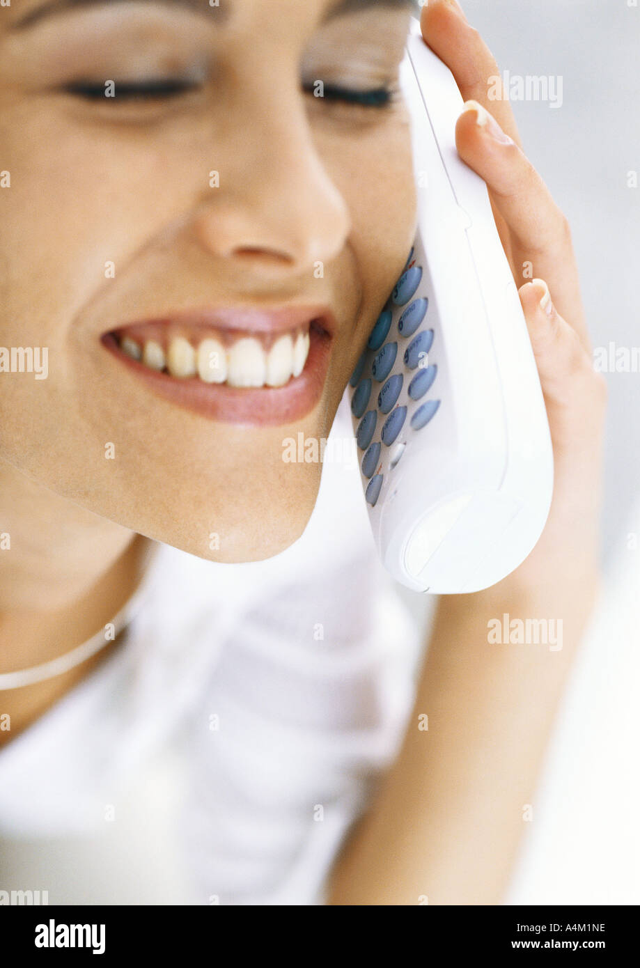 Woman on phone close up part face hi-res stock photography and images ...