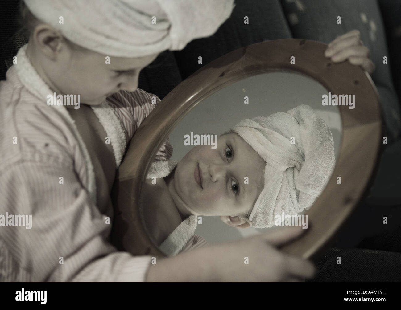 Little girl with mirror Stock Photo - Alamy