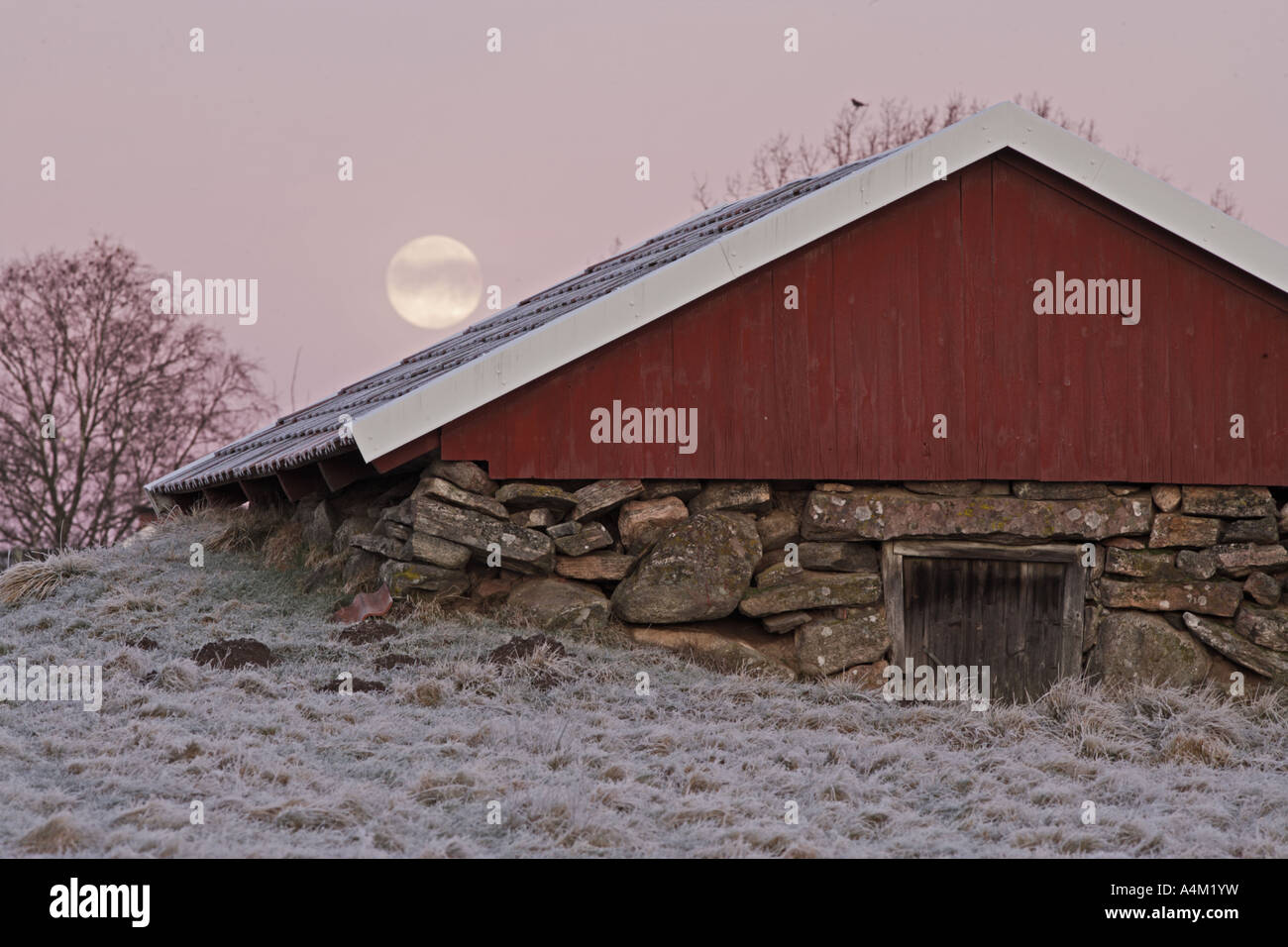Root cellar with rising moon in the background Stock Photo - Alamy