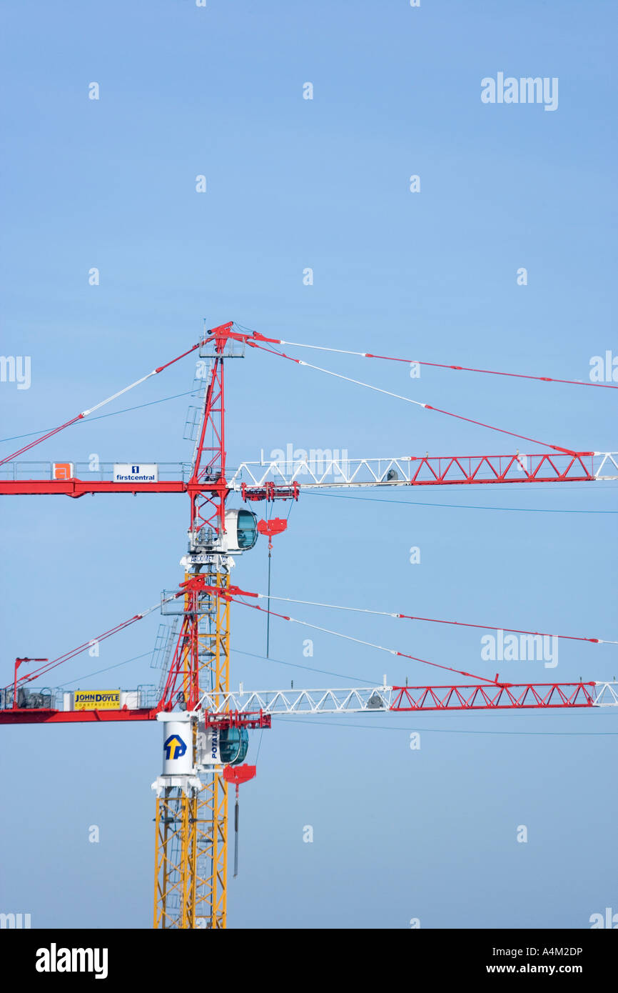Two Tower Construction Cranes UK London Stock Photo - Alamy