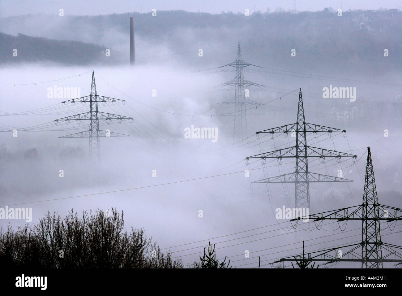 DEU Germany Bochum High Voltage electrical power lines between Essen ...