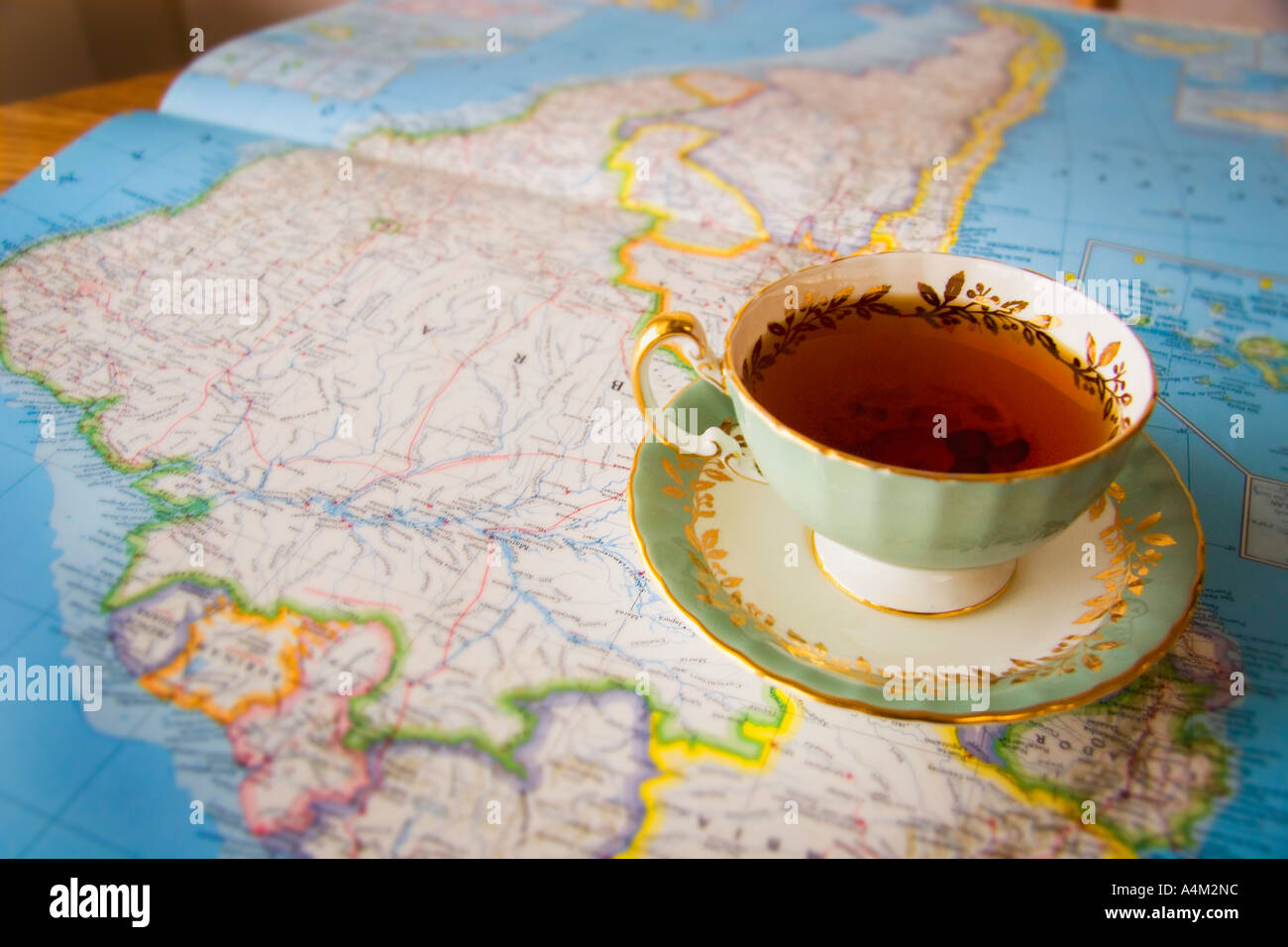 Map with a cup of tea Stock Photo - Alamy