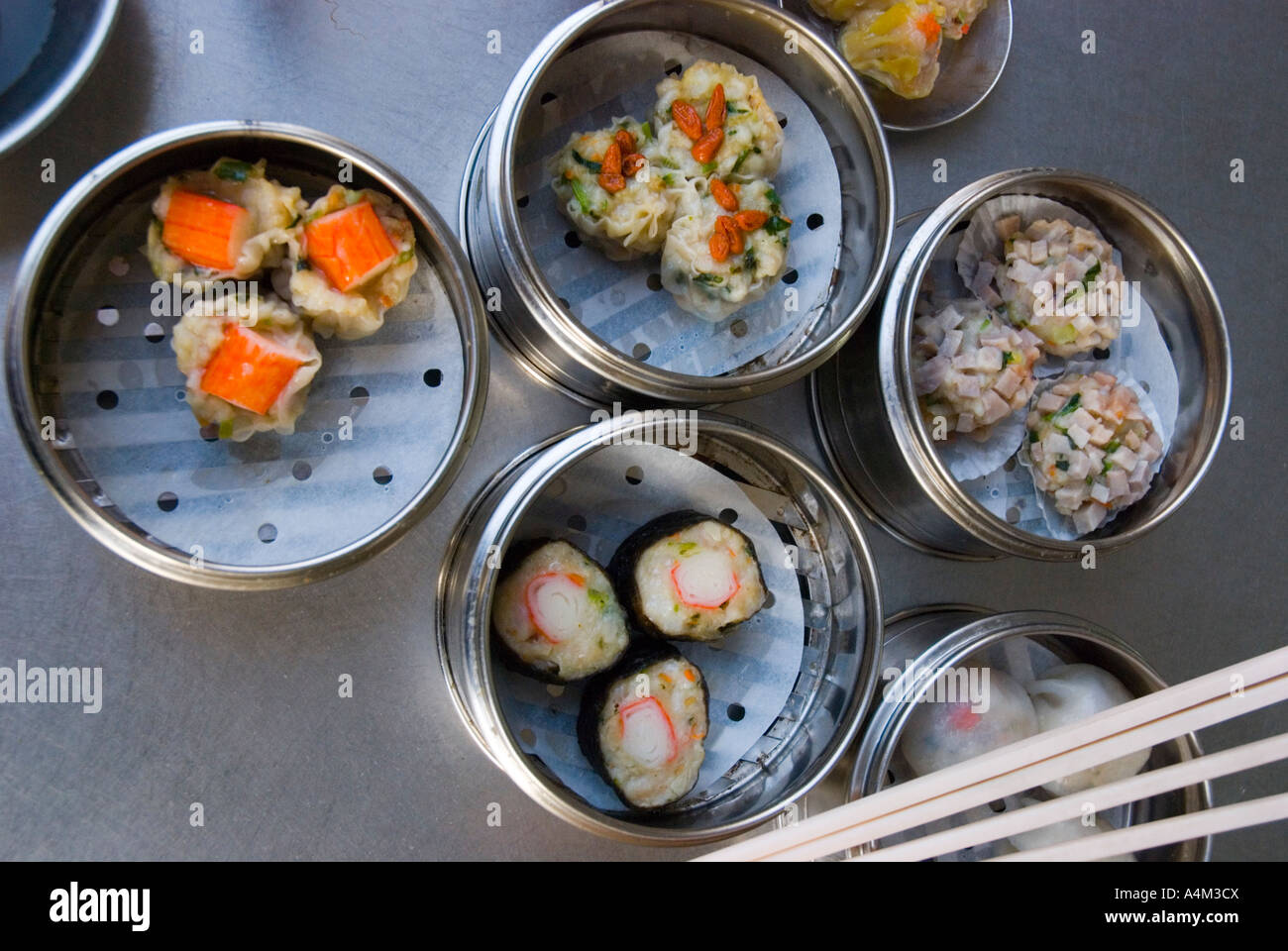 A yum cha breakfast in a restaurant in Georgetown Penang Stock Photo ...
