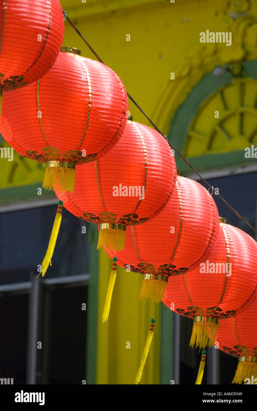 Traditional red Chinese paper lanterns used to celebrate the Chinese ...