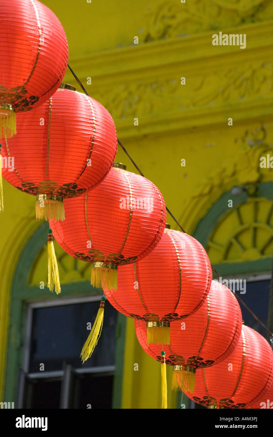 Traditional red Chinese paper lanterns used to celebrate the Chinese ...