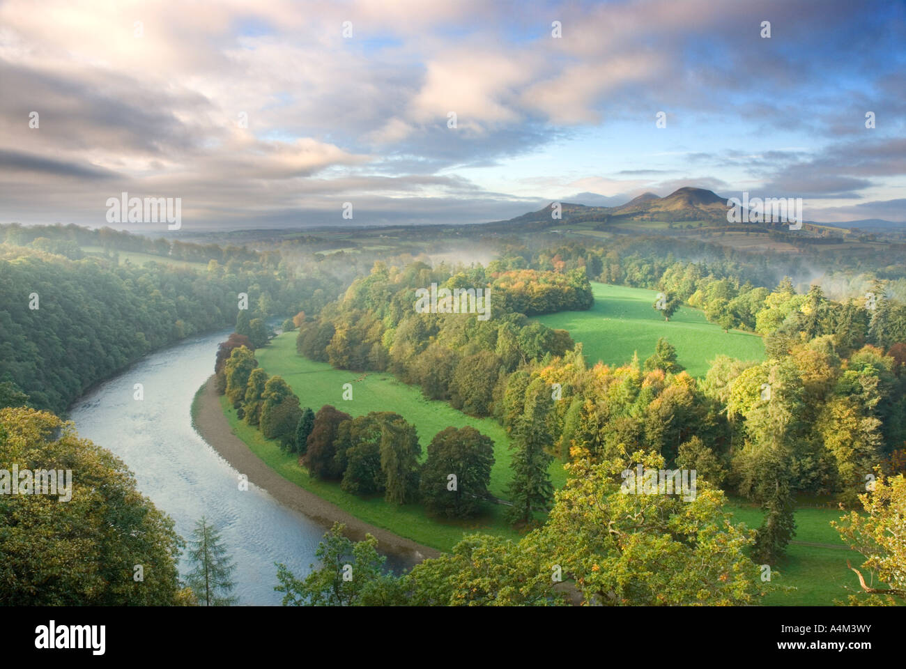 Mist on the Eildon Hills, Autumn Stock Photo - Alamy