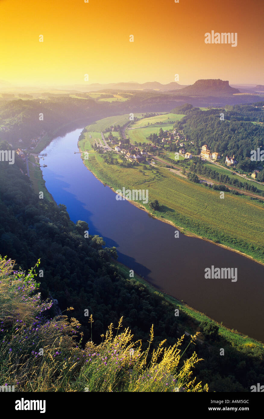 Aerial view riverside town dusk hi-res stock photography and images - Alamy