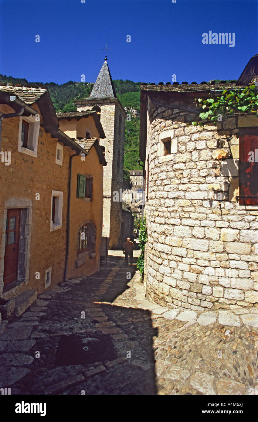 Saint Enimie medieval village on the Gorges du Tarn Lozere Languedoc ...