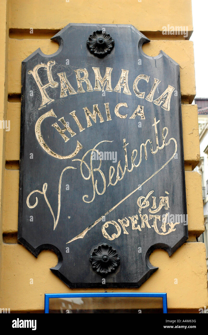 An old chemist sign in Turin Italy Stock Photo - Alamy