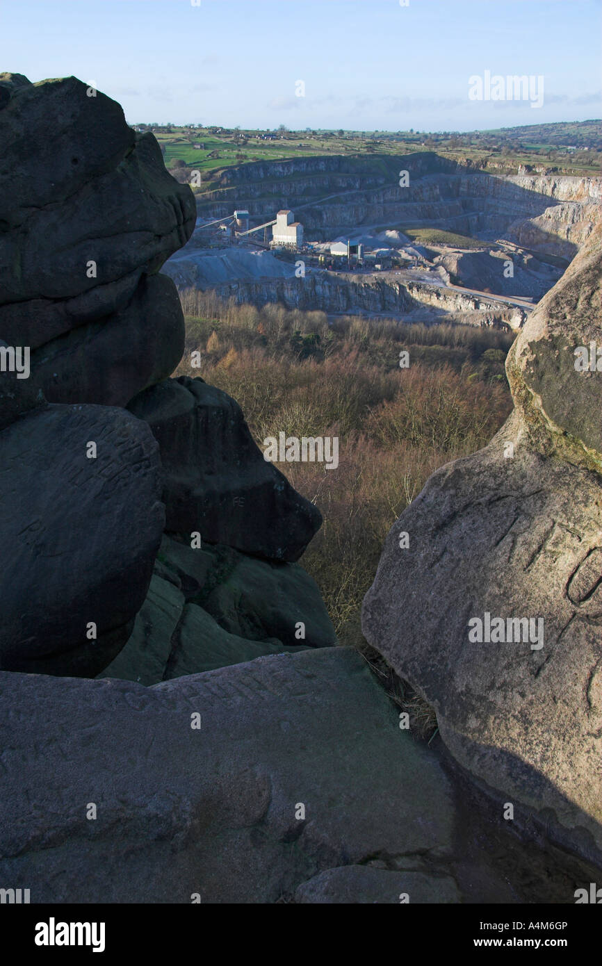 Middlepeak limestone quarry from Black Rock, Wirksworth, Peak District ...