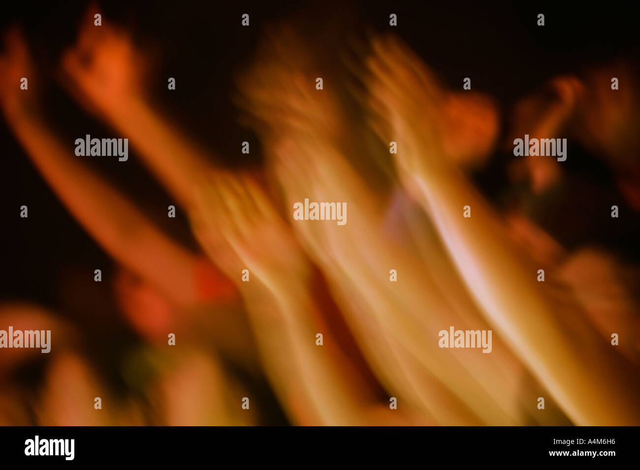 Hands raised at a concert Stock Photo - Alamy
