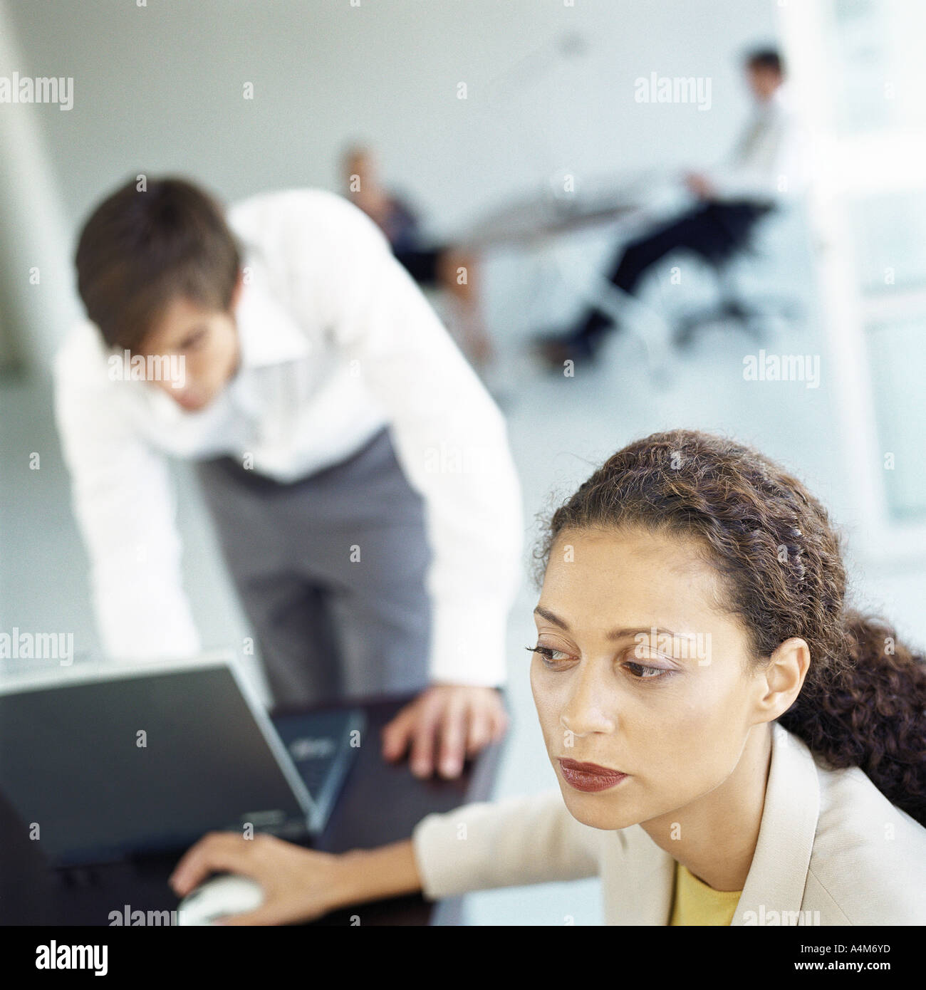 Group typing on laptops in office hi-res stock photography and images ...