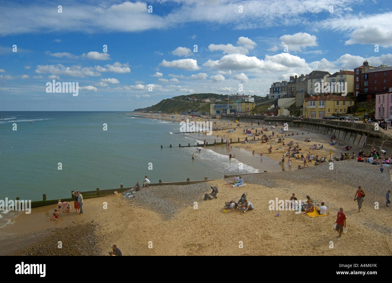 Beach, North Sea and Town of Seaside Resort Cromer, Norfolk, England ...