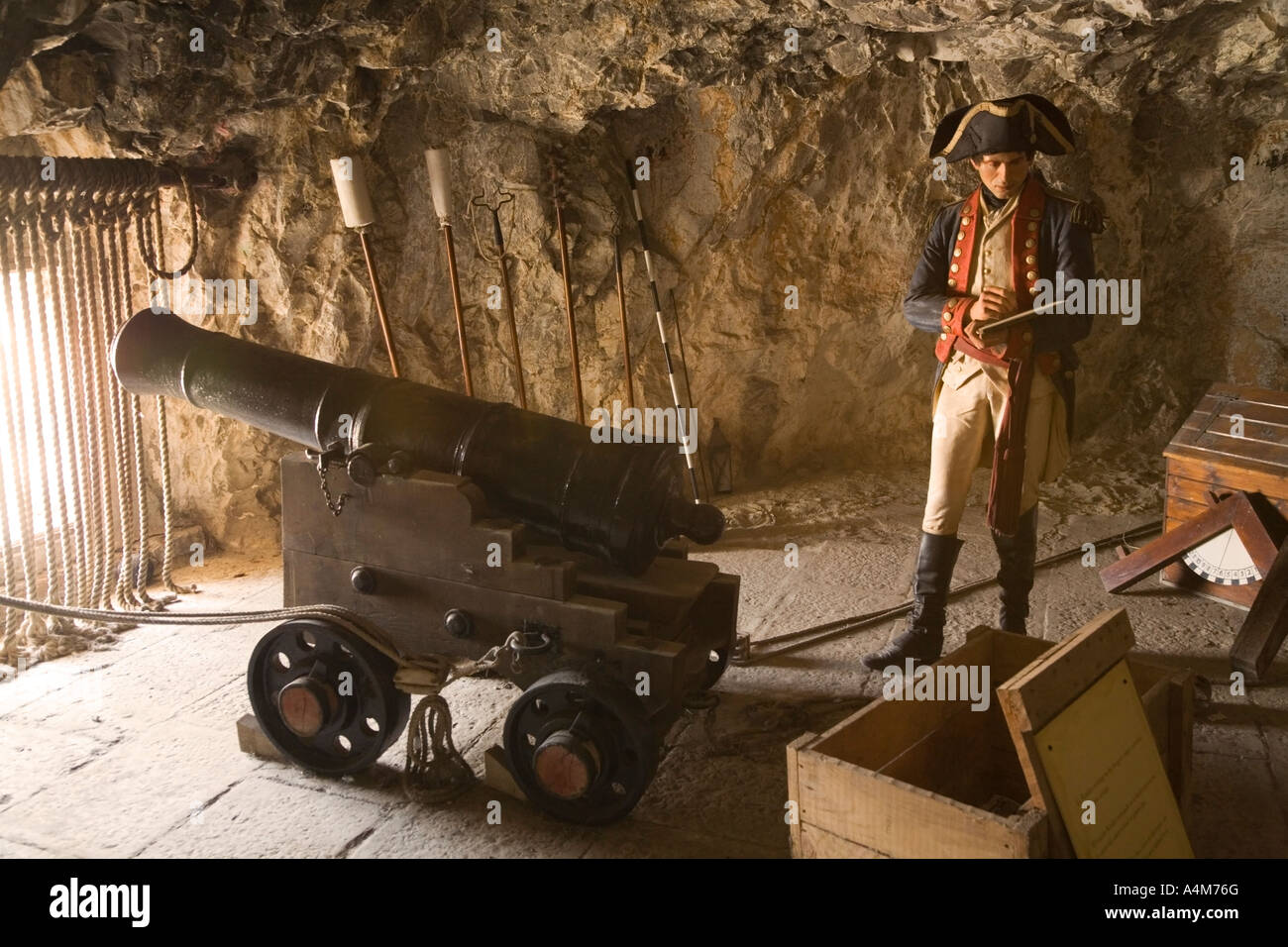 Gibraltar The Great Siege Tunnel Waxwork display of officer taking ...