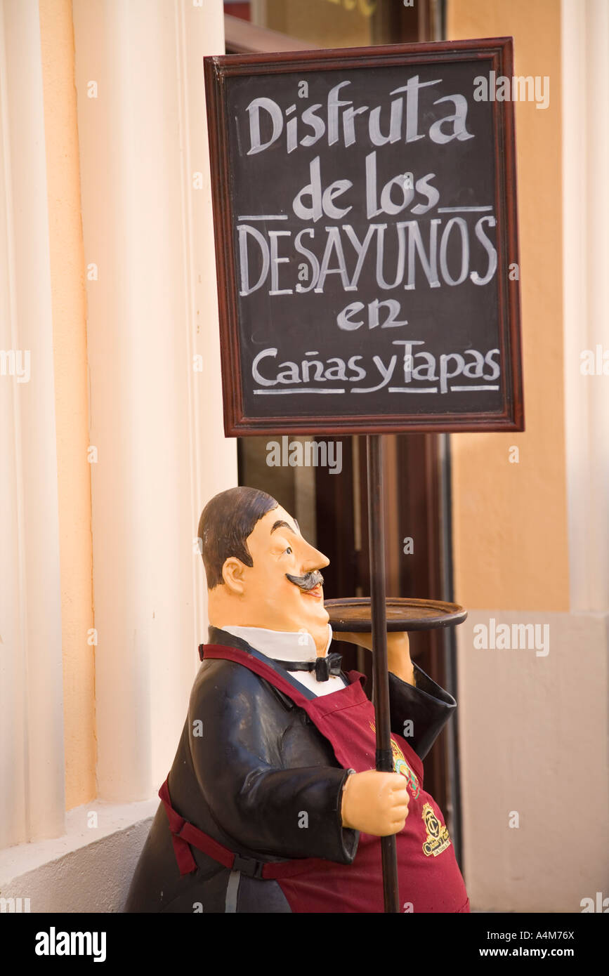 Malaga Costa del Sol Spain Sign outside cafe offering breakfast inside ...