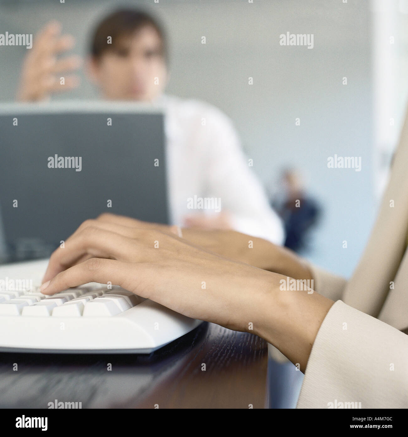 Woman works computer hands close hi-res stock photography and images ...