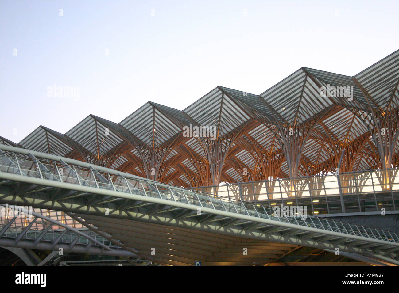 Detail of the roof and connecting bridge of Lisbon Oriente Station by ...