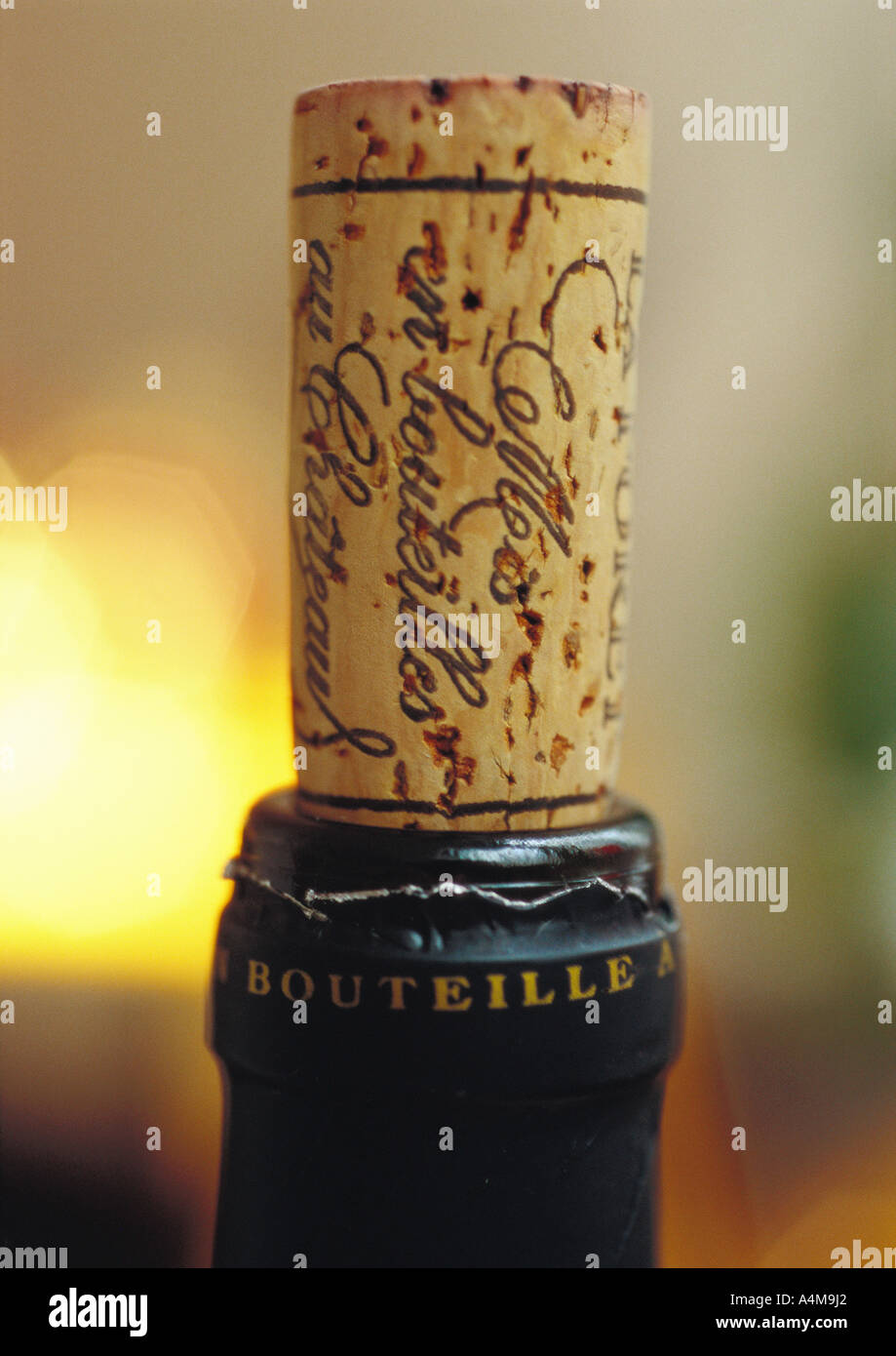 Cork in wine bottle Stock Photo - Alamy