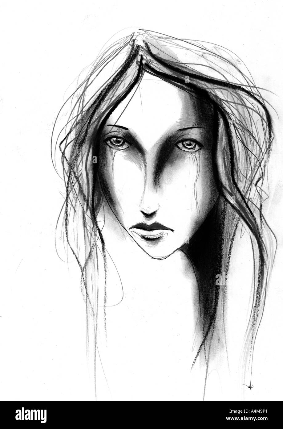 Crying woman sadness Black and White Stock Photos & Images - Alamy
