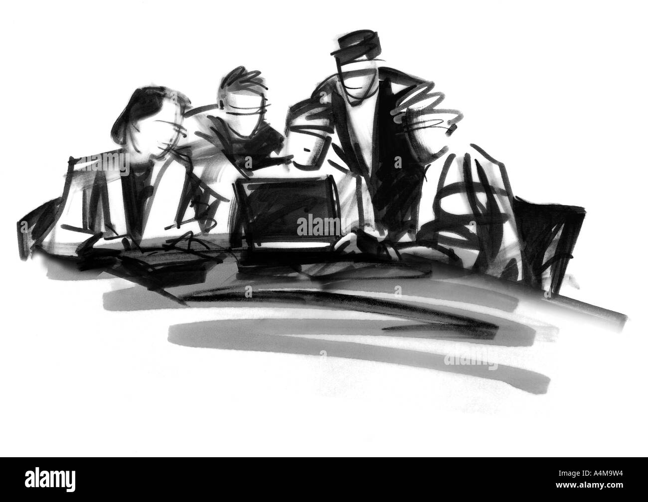 Group people laptop front view Cut Out Stock Images & Pictures - Alamy