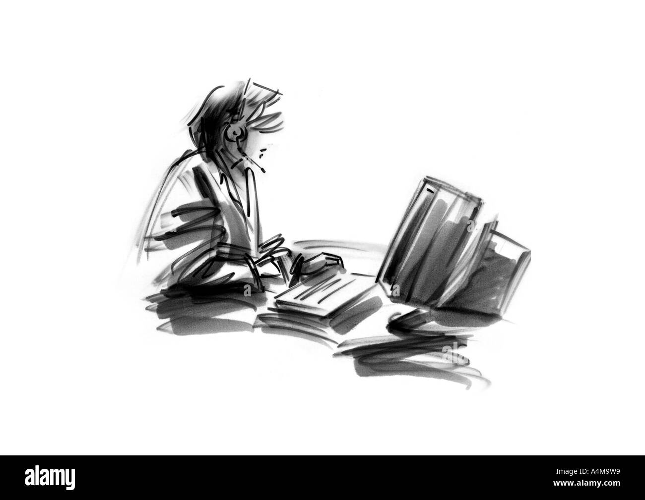 Computer operator image Black and White Stock Photos & Images - Alamy