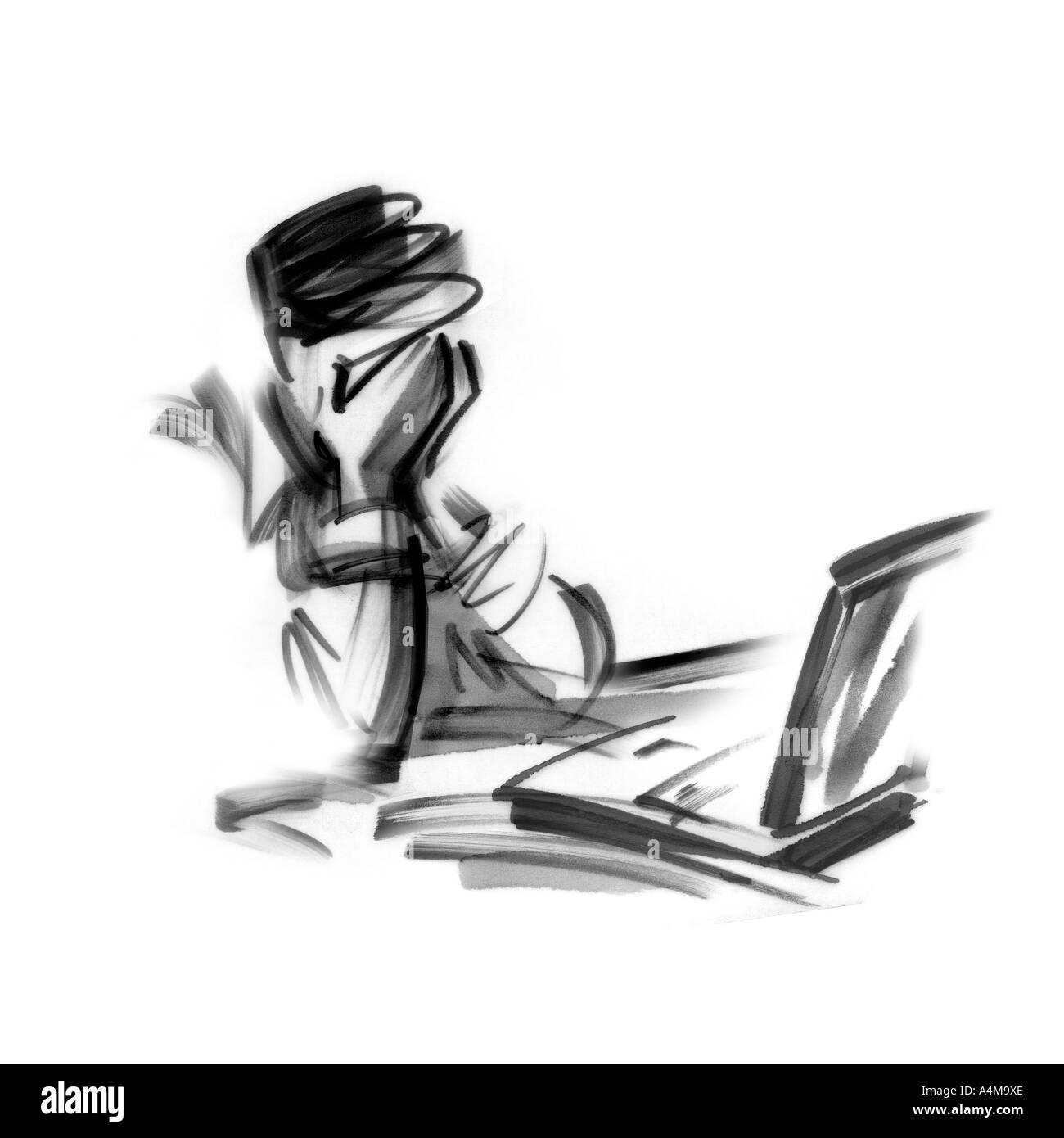 Work stressed laptop Black and White Stock Photos & Images - Alamy