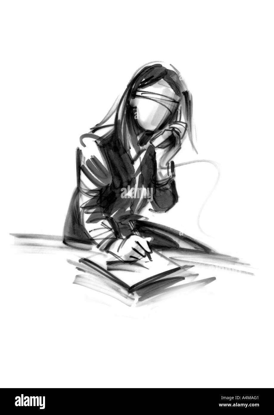 Woman communicating work on Cut Out Stock Images & Pictures - Alamy