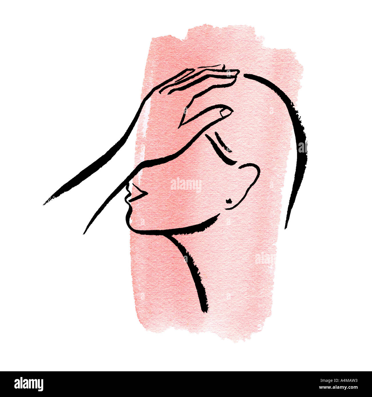 Hand touches the head Cut Out Stock Images & Pictures - Alamy