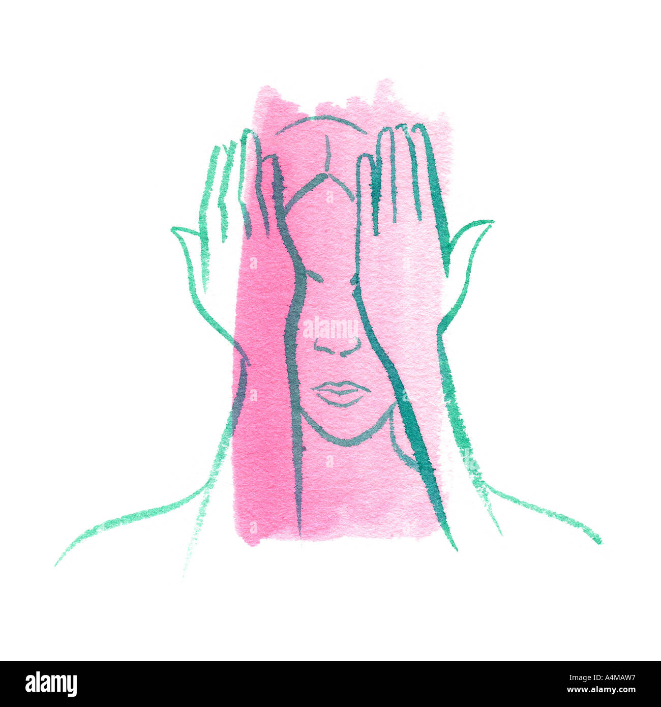 Hands touching the eyes Cut Out Stock Images & Pictures - Alamy