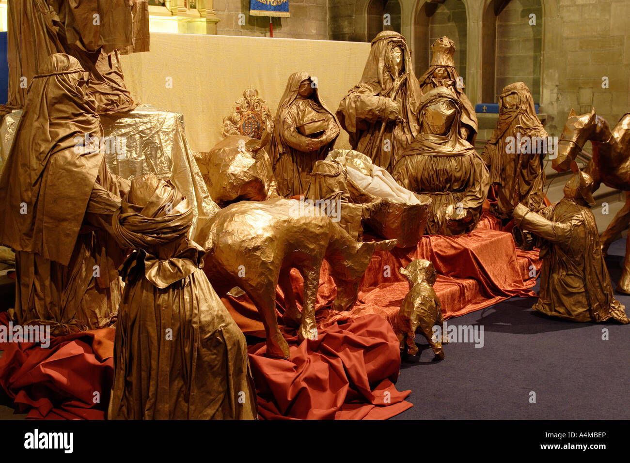 Gold nativity scene in the sanctuary of St. Mary's Church, Boston Spa ...
