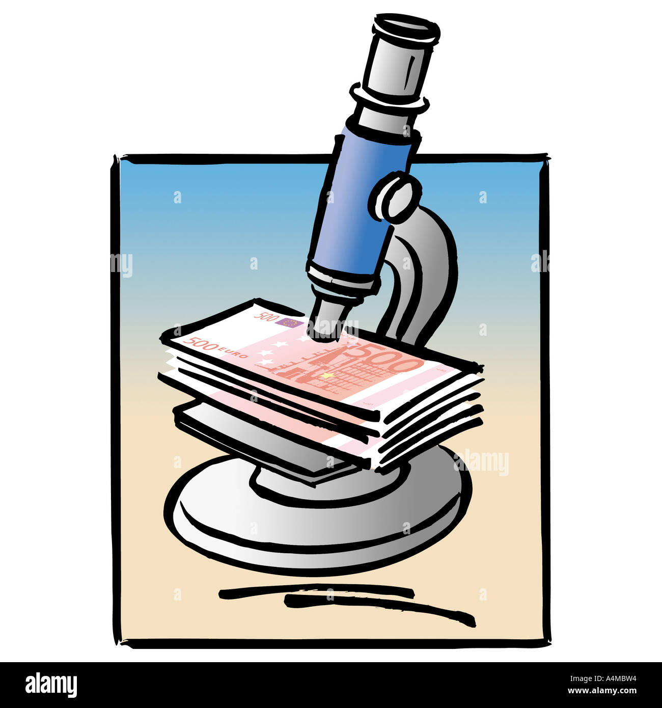 Stack of euro bills under microscope Stock Photo - Alamy