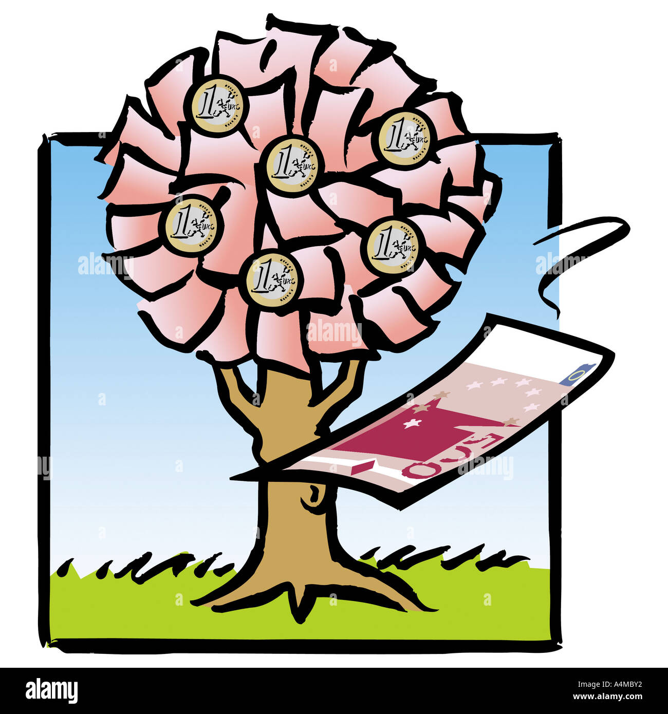Tree full of euros Stock Photo - Alamy