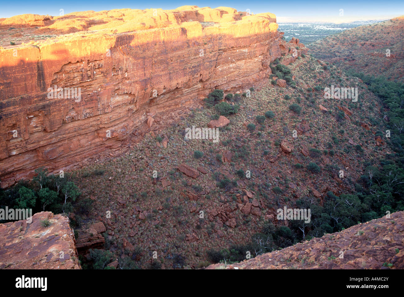 The steep cliff walls of Kings Canyon in Watarrka National Park in the ...