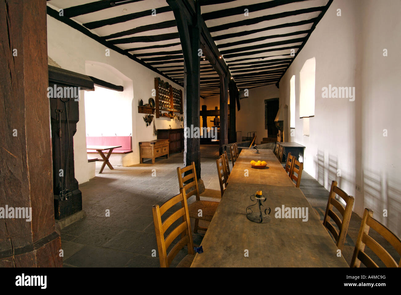 Interior of the Marksburg castle near Koblenz along the Rhine river in ...