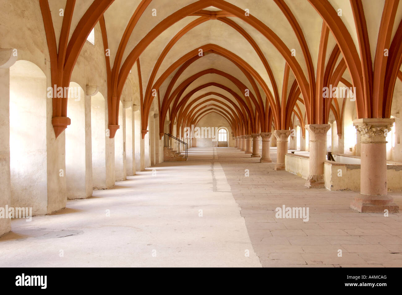 The monks dormitory of Kloster Eberbach monastery in the Rhine region ...