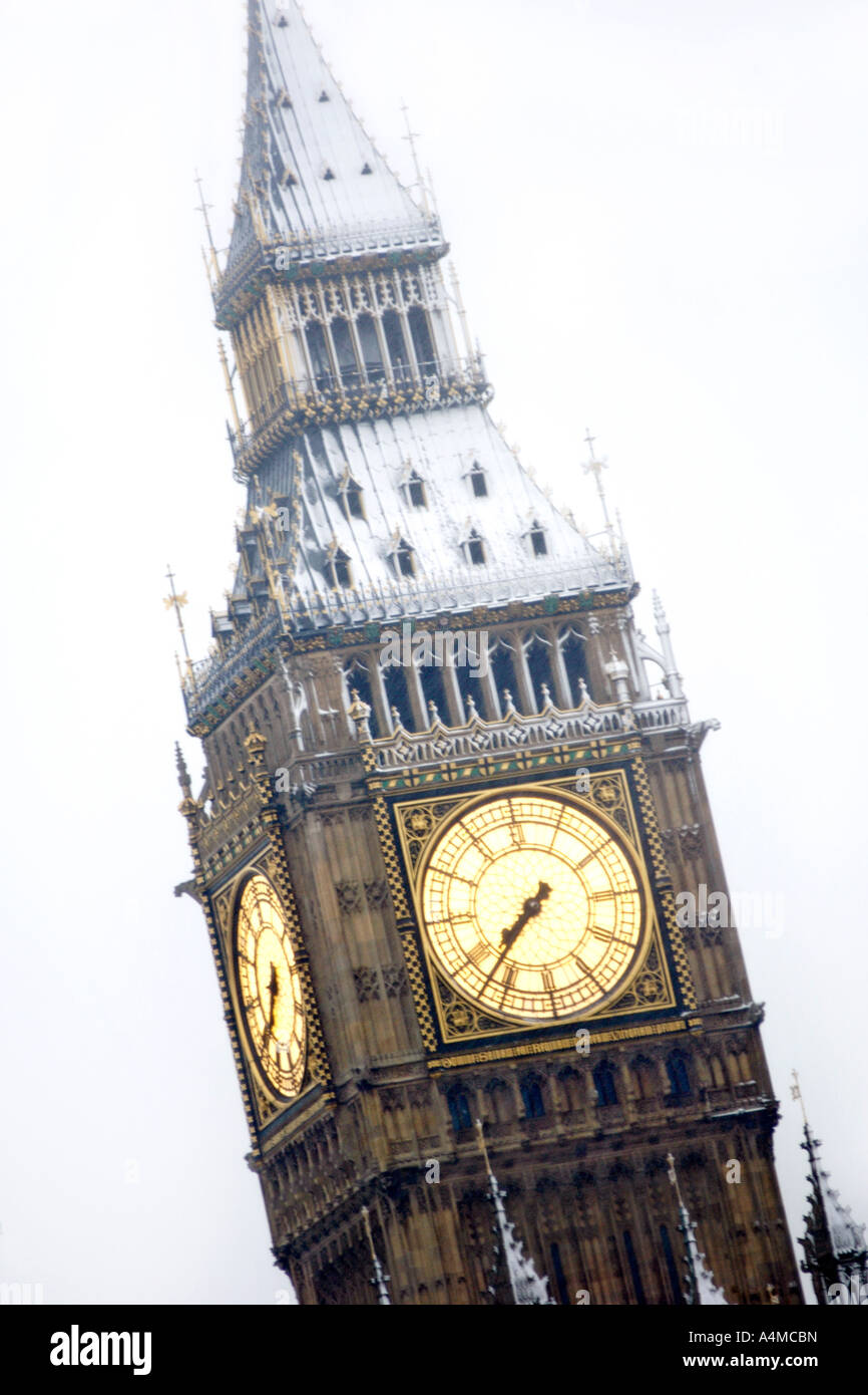 Big Ben covered in snow following a snowfall in London Stock Photo - Alamy