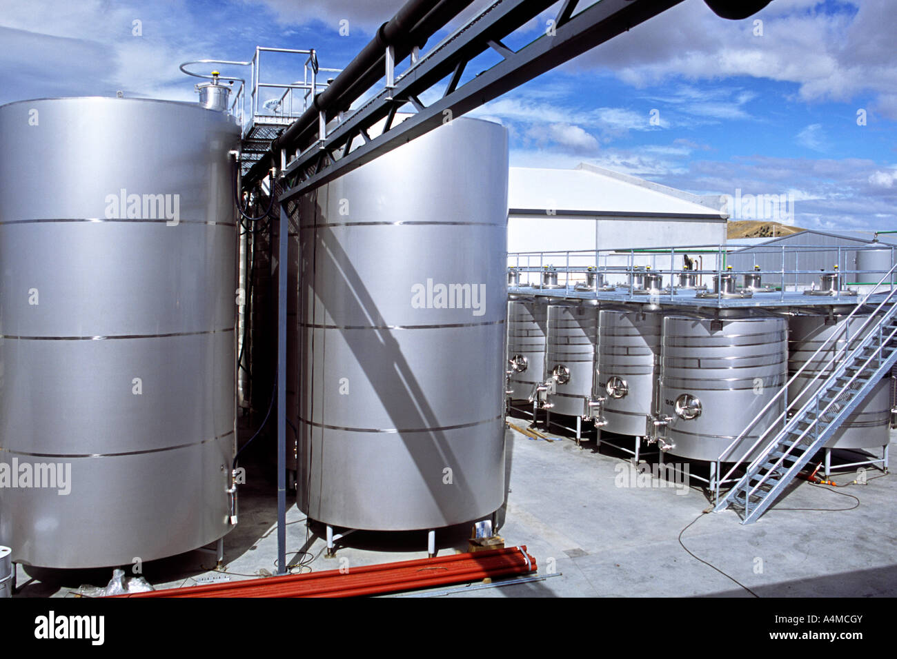 Grape fermentation tanks of the Jackson Estate winery in the ...