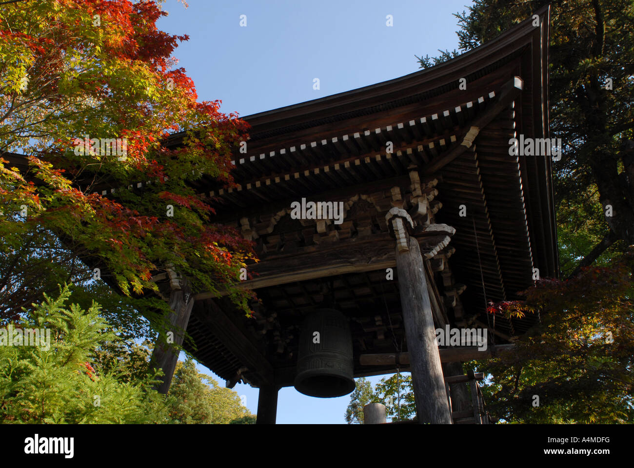 Shinto temple bell tower in the Higashiyama Teramachi area of Takayama ...