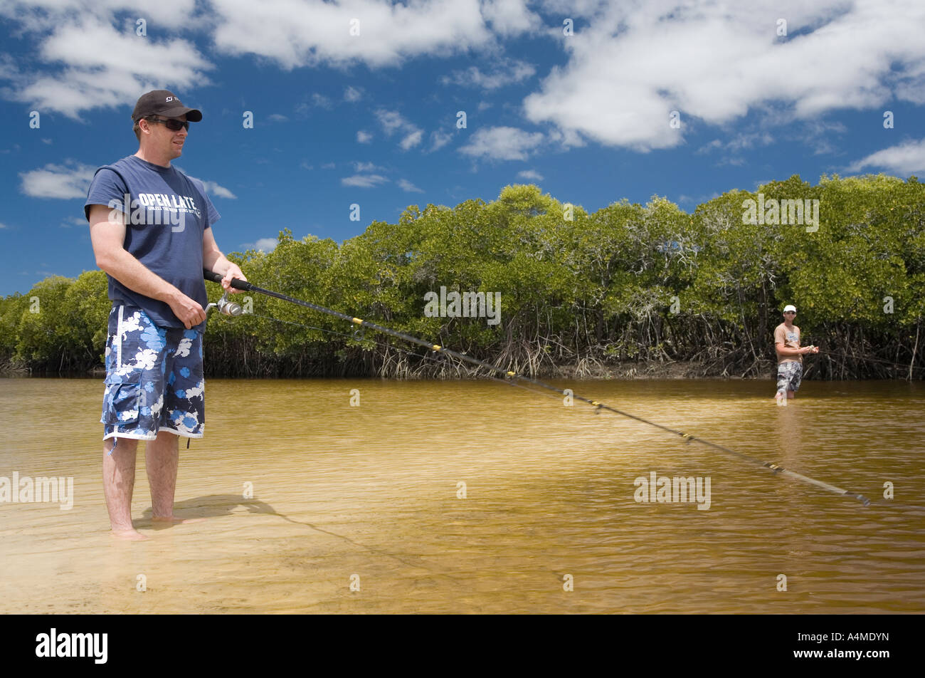 Estuary fishing - Fraser Island, Queensland, AUSTRALIA Stock Photo - Alamy