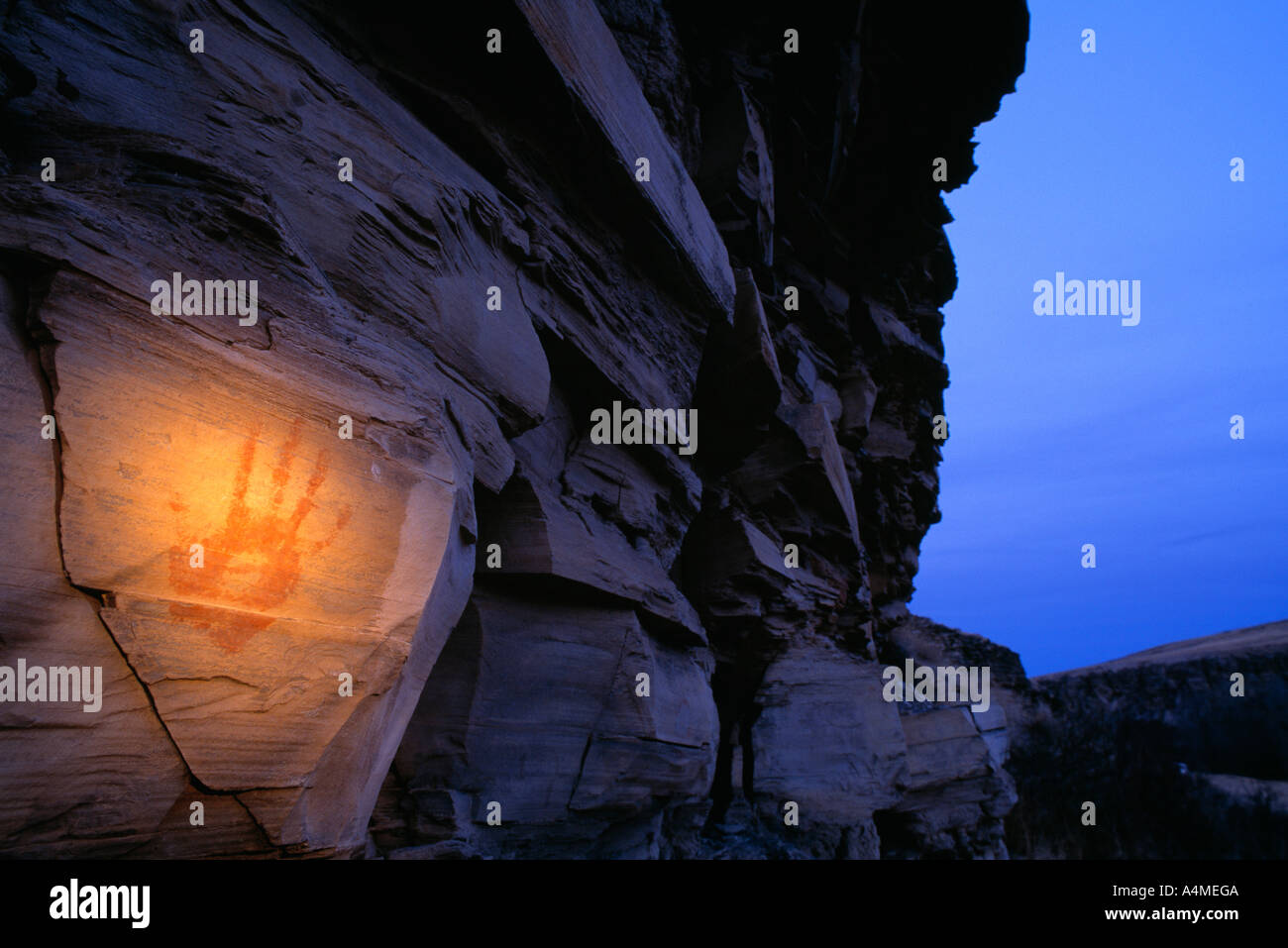 Hand pictograph Bear Gulch Pictographs Stock Photo - Alamy