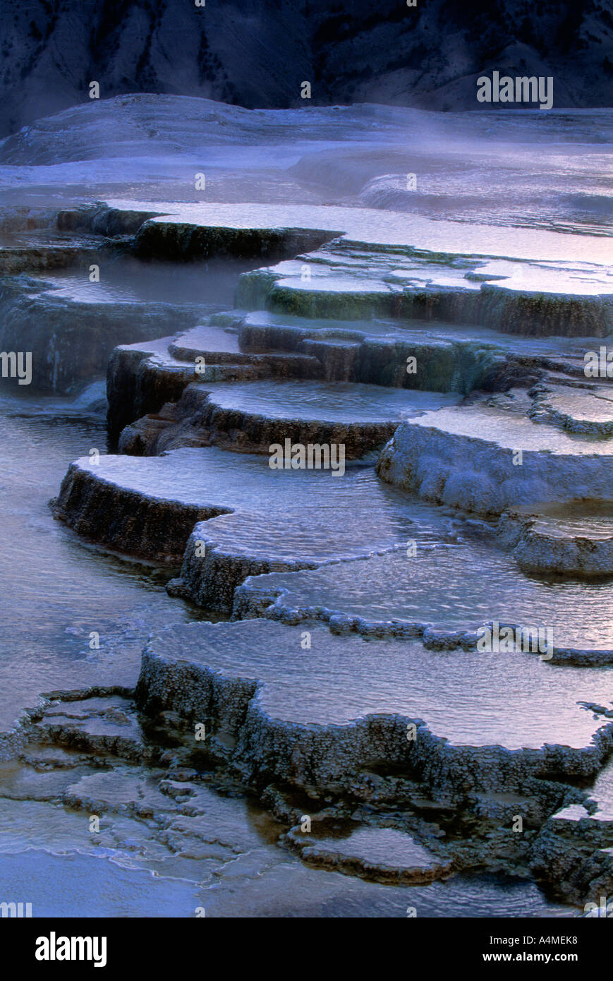 Rimstone dams, Opal Spring, Yellowstone National Park Stock Photo - Alamy