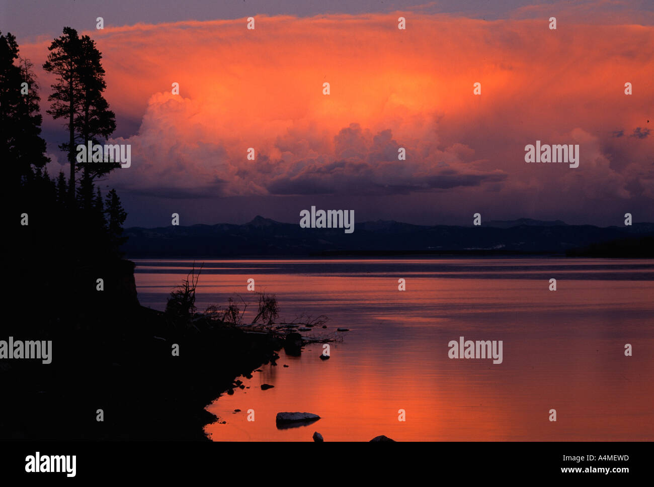 Sunset at Yellowstone Lake from Pumice Point, Yellowstone National Park ...