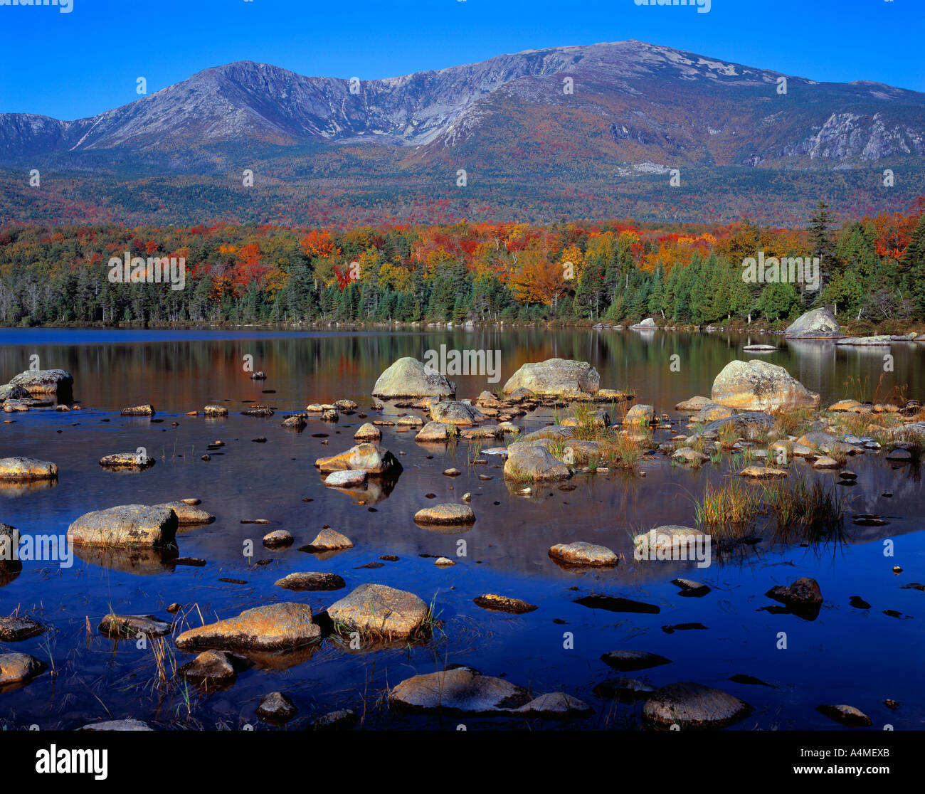 Hamlin Peak Sandy Stream Pond flanks of Mount Katahdin autumn color ...