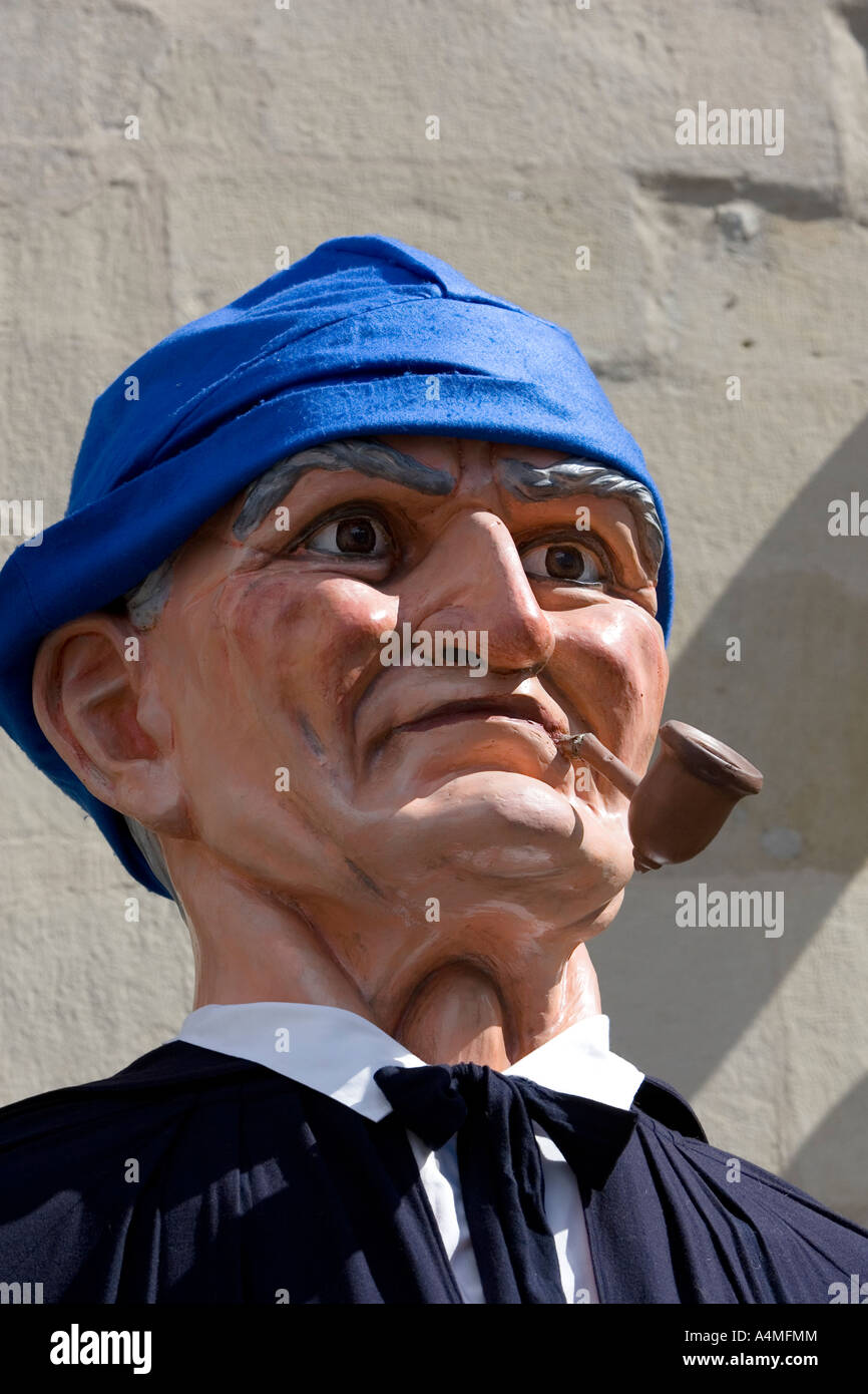 Gigante (giant) with pipe during parade, Vitoria-Gasteiz, Fiesta de la ...