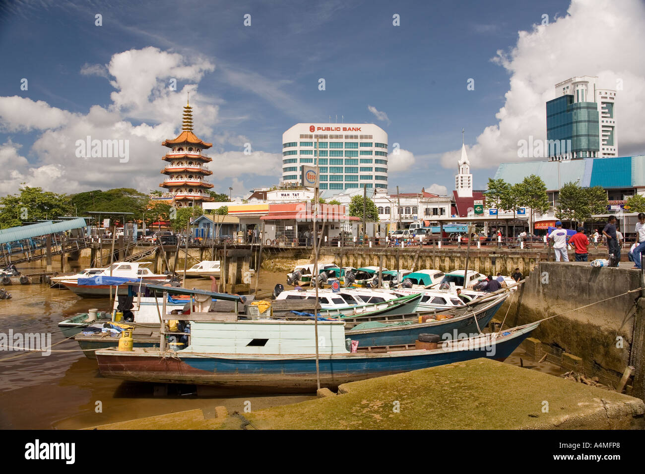 Malaysia Sarawak Sibu Rejang River waterfront Tua Pek Kong temple ...