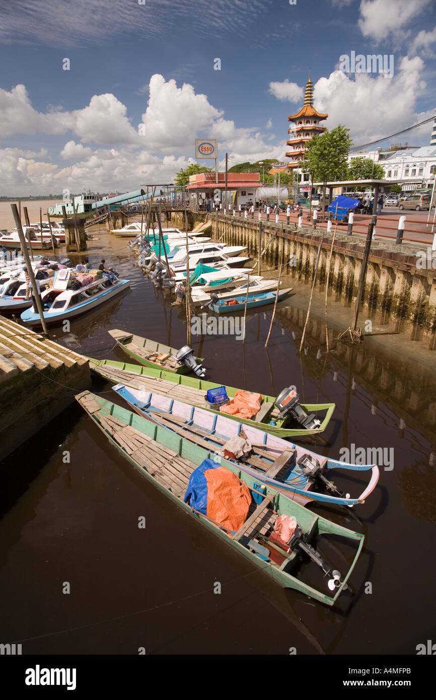 Malaysia Borneo Sarawak Sibu Rejang River waterfront Tua Pek Kong ...