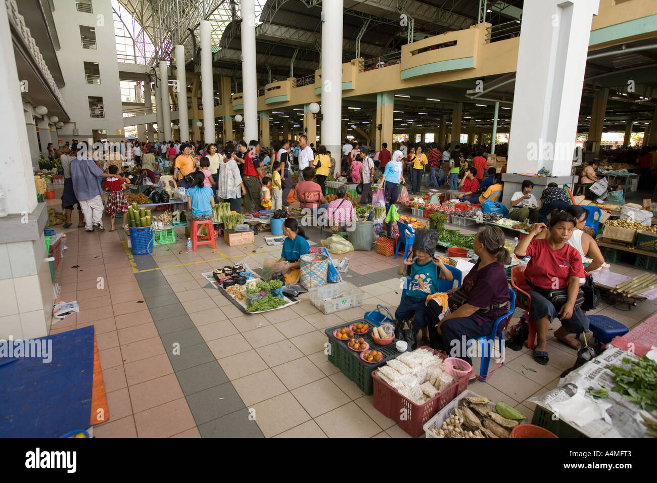 Malaysia Borneo Sarawak Sibu central market fruit and vegetable stalls ...