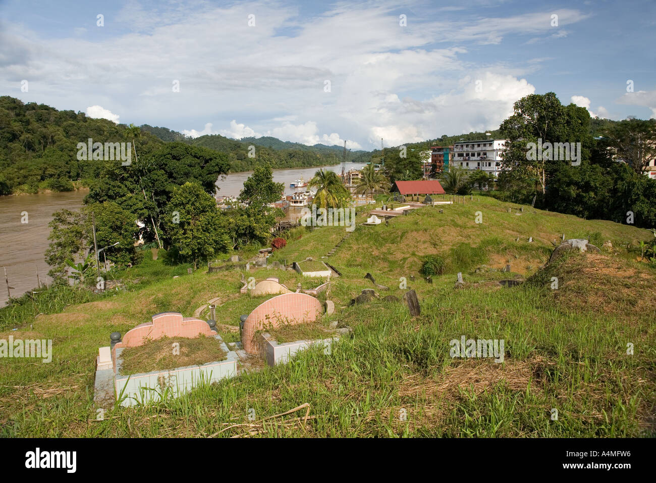 Malaysia Sarawak Kapit Redang River from the Chinese Cemetery Stock ...